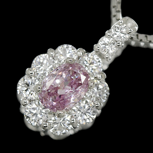 ピンクダイヤモンド 0.325ct/FPP ダイヤモンド(H&C) 0.3ct ダイヤモンド プラチナ ネックレス【品質保証書/宝石鑑別書 ...
