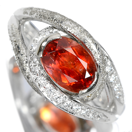 希少ロードクロサイト 1.75ct ダイヤモンド ホワイトゴールド リング（指輪）【品質保証書/宝石鑑別書付】 即納ジュエリー ジュエリー通販 ...