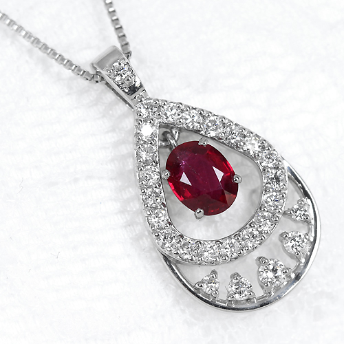 非加熱ピジョンブラッドルビー 0.34ct ダイヤモンド プラチナ 非加熱ピジョンブラッドルビー 0.34ct ダイヤモンド プラチナ
