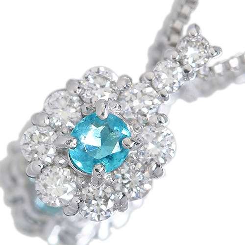 ブラジル産パライバトルマリン 0.04ct ダイヤモンド プラチナ ネックレス【品質保証書/宝石鑑別書】 即納ジュエリー ジュエリー通販リ ...