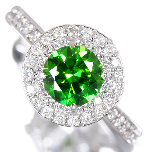 デマントイドガーネット 1.3ct ダイヤモンド 0.5ct プラチナ リング(指輪)【品質保証書/宝石鑑別書】 即納ジュエリー ジュエリー ...