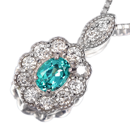 パライバトルマリン 0.22ct ダイヤモンド プラチナ ネックレス【品質保証書/宝石鑑別書】 即納ジュエリー ジュエリー通販リジュー ...