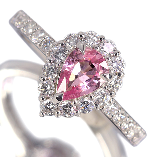 パパラチアサファイア 0.6ct ダイヤモンド 約0.5ct プラチナ リング(指輪)【品質保証書/AIGS宝石鑑別書】 即納ジュエリー ...